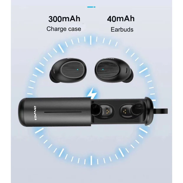 AWEI T55 TWS Wireless Earbuds Bluetooth With Charging Case - Original